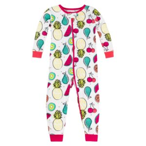 lamaze organic baby girls stretchie one piece sleepwear, baby and toddler, zipper, pink fruit, 9 months