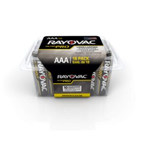 rayovac batteries alaaa-18ppj ultrapro industrial alkaline battery, aaa size, standard, black (pack of 18)