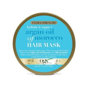 ogx extra strength hydrate repair + argan oil of morocco hair mask deep moisturizing conditioning treatment, citrus, 6 ounce