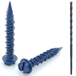 100 qty 3/16" x 1-1/4" hex head diamond tip concrete screws to anchor masonry, block & brick (bcp486)