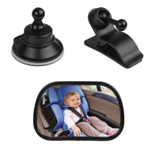 zyhw baby car mirror safety car seat mirror for rear facing infant wide adjustable 360 degree view,shatterproof,fully assembled, crash tested