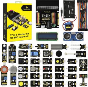 keyestudio 37 sensors in 1 box starter kit for bbc micro bit with tutorial (without microbit board), compatible with v1.5, v2 microbit sensor kit accessories programming electronics for teens adults