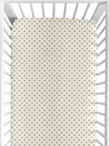 sweet jojo designs gold and white polka dot baby or toddler fitted crib sheet for butterfly floral collection