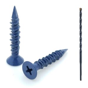 100 qty 3/16 x 1-1/4 flat head phillips diamond tip concrete screws to anchor masonry, block & brick (bcp480)