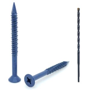 100 qty 1/4" x 2-3/4" flat head phillips diamond tip concrete screws to anchor masonry, block & brick (bcp495)