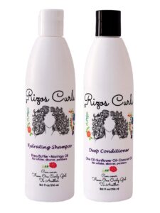 rizo curls shampoo and conditioner bundle pack for women — 10 fluid ounces (pack of 2) - moisturizes, strengthens every curl with natural products and vitamins