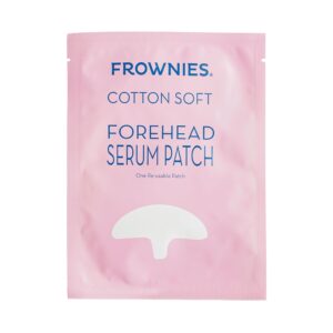 frownies cotton soft forehead serum patch - serum infused forehead wrinkle patch for fine lines & wrinkles - reusable hypoallergenic facial patch - hydrating face mask to plump skin