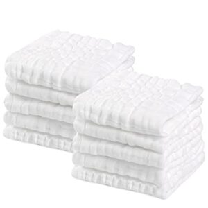 ppogoo baby muslin washcloths natural purified cotton baby wipes soft newborn baby face towel 10 pack multipurpose