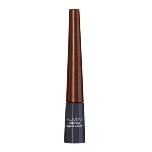 almay liquid eyeliner, waterproof, fade-proof eye makeup, easy-to-apply liner brush, 224 brown topaz, 0.08 oz