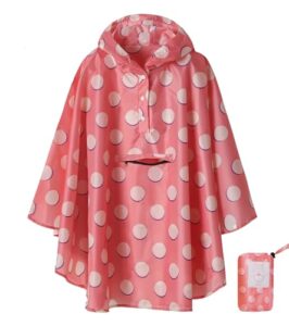 saphirose lightweight kids rain poncho jacket waterproof outwear rain coat pink polka dot x-large