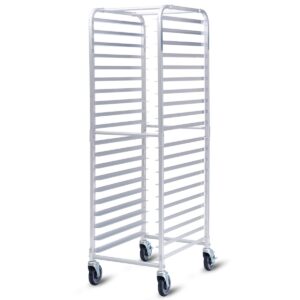 giantex 20-tier kitchen bun pan sheet rack aluminum bakery rack home commercial kitchen bakery cooling rack w/wheels 2 lockable & open shelf