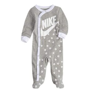 nike infant/toddler printed footed coverall (dark grey heather(56d679-042)/white, 3 months)