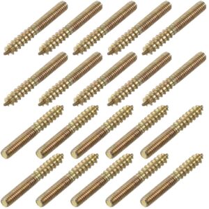 uxcell m4 hanger bolts length 1-1/8"(30mm) double headed bolts self-tapping screw 4mm wood joint furniture legs 20pcs