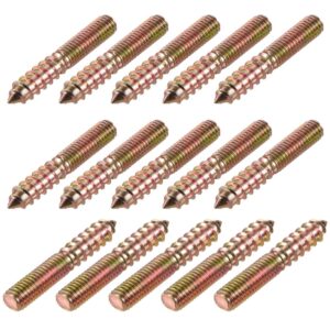 uxcell m8 hanger bolts length 2"(50mm) double headed bolts self-tapping screw 8mm wood joint furniture legs 15pcs