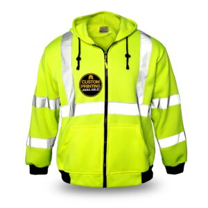 kwiksafety - charlotte, nc - patrol safety jacket [no fuzz balls] class 3 ansi tested osha compliant reflective mens fleece hoodie/yellow xl