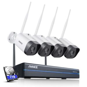 annke ws300 3mp wireless camera system, 8 channel 5mp wireless nvr with 4pcs 3mp weatherproof ip cameras, compatible with alexa, 100ft night vision, smart motion alerts, 1tb hdd included