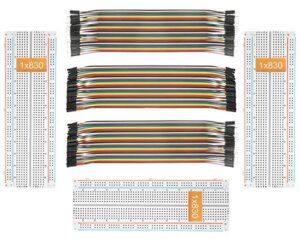 deyue 3 set standard jumper wires plus 3 set of solderless prototype breadboard 830 tie points breadboard | 3 set of m/f, m/m, f/f - each 40pin electronic jumpers wire