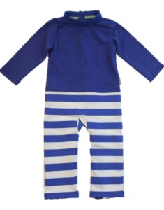 terrible 2's strip proof one-piece romper with a back zipper in blue/white (3 t)