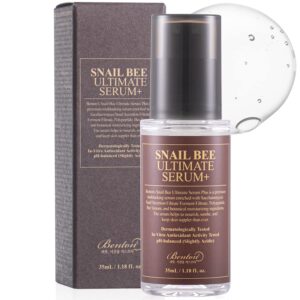 benton snail bee ultimate serum plus 35ml (1.18 fl.oz.) - snail secretion filtrate, bee venom, tea tree leaf water contained skin nourishing & soothing facial serum for sensitive, dry skin