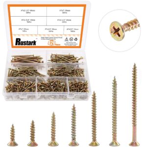 rustark 420 pcs [#7 5/8'' to 2-1/2''] zinc plated coarse thread phillips drywall screws with bugle head assortment kit for drywall sheetrock and wood