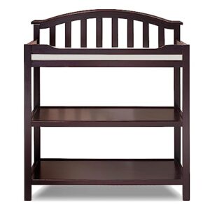 sorelle furniture berkley changing table and changing pad, dressing and diaper changing table for baby room, nursery furniture for infant -espresso