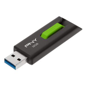 pny elite prime usb 3.0 flash drive, 32gb, gray/green (p-fd32gel-ge)