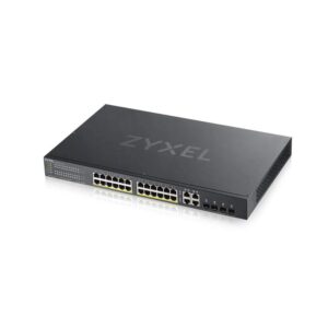 zyxel 24-port poe switch gigabit ethernet smart (gs1920-24hpv2) - managed, with 24x poe+ @ 375w, 4x sfp, optional nebula cloud management, rackmount, limited lifetime protection