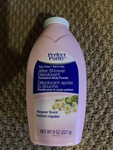 *new talc-free formula* perfect purity after shower cornstarch deodorant body powder 10oz. (regular scent (pink bottle), 1 bottle)