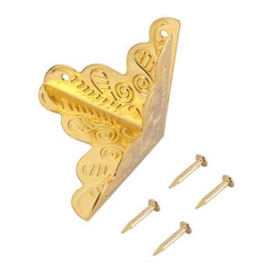 12pcs vintage metal three sides corner decorative protectors iron cover guard with screws for jewelry gift box picture frame(golden)