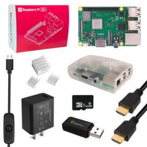 makerspot, raspberry pi 3 b+ model b plus starter kit by makerspot with 5v3a ul listed charger hdmi cable heat sink & 32gb microsd card