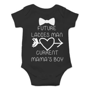 cbtwear future ladies man current mama's boy bodysuit funny infant comfy baby boy clothes (newborn, black)