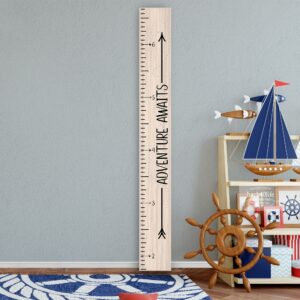 back40life wooden kids growth chart ruler for boys and girls (adventure awaits) (natural birch)