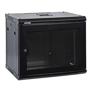 9u professional wall mount network server cabinet enclosure 19-inch server network rack meshed door low-profile black