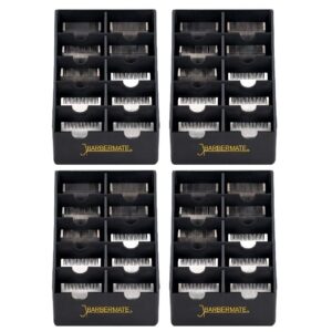 4 pack barbermate blade rack storage tray - holds 10 clipper blades (black)