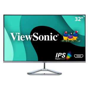 viewsonic vx3276-mhd 32" 1080p frameless ips monitor with screen split capability hdmi and displayport (renewed)