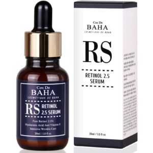 retinol 2.5% solution facial serum with vitamin e - facial crepe erase, age spot remover, high strength solution for face without a prescription, 1 fl oz (30ml)