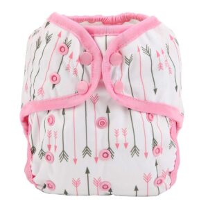 one size cloth diaper cover snap with double gusset (pink arrows)