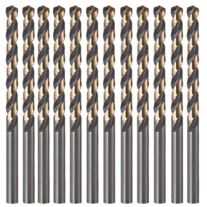 12 pcs, 7/64", black and gold coated twist drill bits, pack in plastic bag