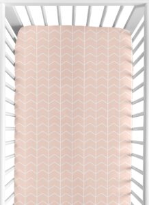 sweet jojo designs blush pink and white chevron arrow baby or toddler fitted crib sheet for watercolor elephant safari collection