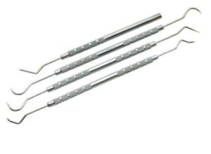 dental scaler pick carbon steel tools set 4 pieces