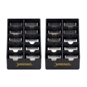 2 pack barbermate blade rack storage tray - holds 10 clipper blades (black)