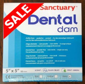 (made in malaysia) sanctuary dental dam latex 5"x5" (heavy) blue 52 sheets powder-free