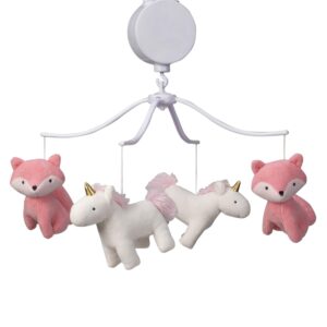 bedtime originals rainbow unicorn musical baby crib mobile, pink