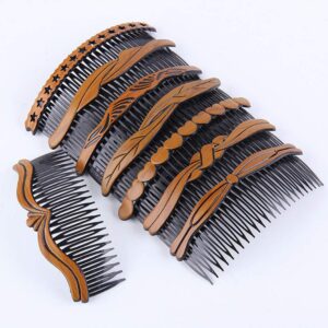 shungfun women hair side comb retro wooden hair comb pin clips hair fork pigtail holders for hair styling accessories