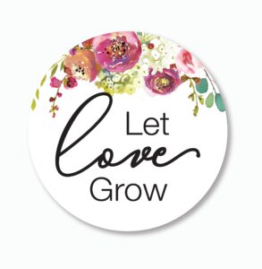 let love grow stickers, love is blooming wedding and bridal shower event favor labels (#379-014gr)