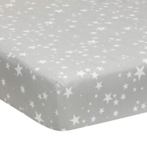 lambs & ivy milky way gray/white stars 100% cotton baby fitted crib sheet