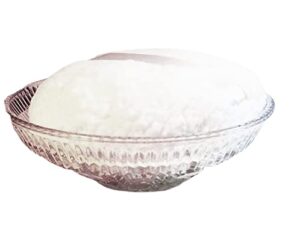 katrina custom fancy glass dish with powder puff - medium no lid