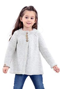 baby little girls cute autumn winter button knitted sweater cardigan warm thick coat jacket clothes (gray, 5t(4-5years))