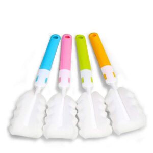 invoda 4pcs bottle brush,bottle washer set long sponge bottle cleaning brushes baby bottle cleaner brush, nipple brush (4 pcs)