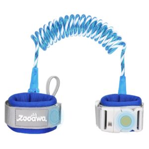 zooawa toddler leash, toddler kids harness anti lost wrist link with magnetic lock, reflective safety baby child walking wristband leash for 2,3,4 years old boys girls, blue